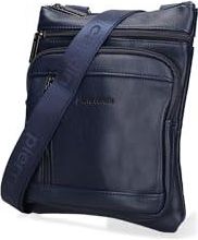 Pierre Cardin Sac &agrave; bandouli&egrave;re pour homme Cuir v&eacute;g&eacute;talien Produit v&eacute;g&eacute;talien 19x23x4 cm 721-ALAN06, bleu, Taille unique