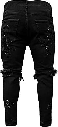 Generic Jean skinny extensible pour homme - Jean cargo cargo pour homme - Pantalon en jean déchiré - Style hip hop - Jambe fuselée - Coupe ajustée - Mode dété