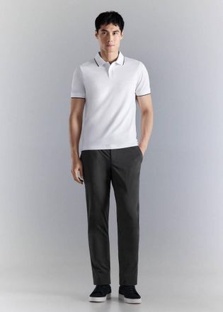 Mango Polo piqu&eacute; comfort stretch Coolmax blanc - Homme - XXL - MANGO MAN