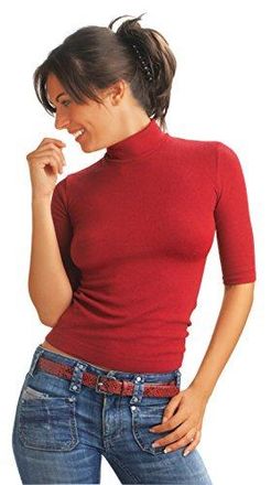 Sensi Pull Femme Col Montant Manches Courtes Laine Viscose Perspirant sans Coutures Seamless Made in Italy