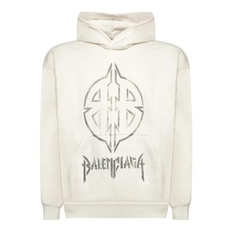 Balenciaga Baumwoll-Sweatshirt mit Logo - - Sweatshirts & Hoodies - Herren - Beige - S