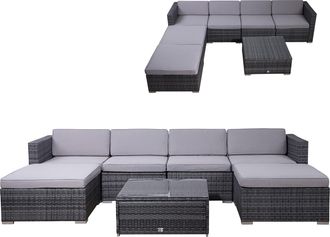 SVITA Lugano Garten-Lounge Polyrattan Garten-Set Sofa-Set Garnitur Gartenmöbel Couch-Set Grau