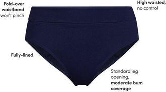 Lands End Bikinihose zum Umschlagen, High Waist,, Damen, Gr&ouml;&szlig;e:50 plus, Blau, Elasthan/Nylon-Mischung, by Lands End