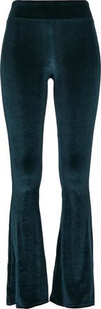 Urban Classics Damen Leggings Ladies High Waist Velvet Boot Cut Leggings Teal 5XL