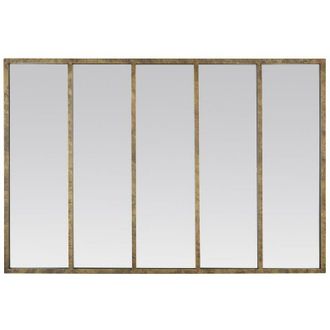 DRAWER Drawer - Miroir rectangle 5 bandes industriel en m&eacute;tal dor&eacute; 137x90cm