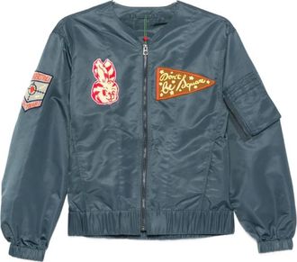 Kenzo Femme, Vestes, Bleu, Taille: 36 FR Badges Light Collarless Bomber