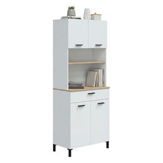 Dmora Kommode Artesian, Wohnzimmerbuffet, Wohnzimmer-Sideboard, Moderne K&uuml;chen-Speisekammer, 72x40 h185 cm, Wei&szlig; und Eiche
