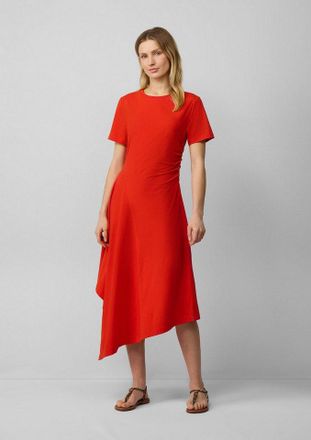s.Oliver Midikleid Kleid Tailliertes Midikleid mit Raffungen und asymmetrischem Rock