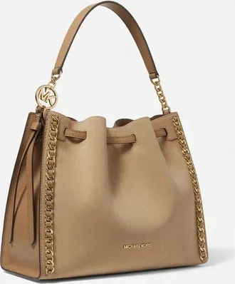 Michael Kors Womens Shoulder Bag Camel Suede - Bucket-Bags