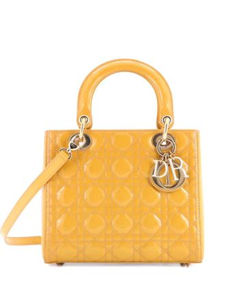 Dior Lady Dior Bag Cannage Quilt Patent Medium satchel - Jaune