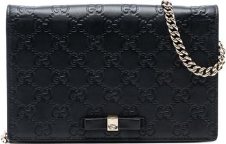 Gucci Hobo Bags - Mini Guccissima Bow Signature Wallet On Chain - Gr. unisize - in Schwarz - für Damen
