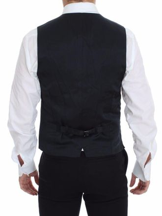 Dolce & Gabbana Mens Blue Cotton Stretch Dress Vest Blazer