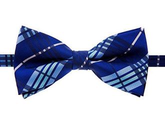 Retreez Noeud papillon pr&eacute;-nou&eacute; en microfibre tiss&eacute;e &agrave; carreaux classique &eacute;l&eacute;gant (12,7 cm), bleu marine, taille unique