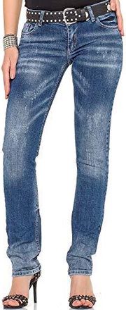 Cipo & Baxx WD364 Jean en denim pour femme Coupe droite Coupe droite Coton, bleu, 28W x 34L