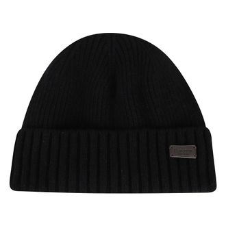Barbour Schwarze Wollmischung Beanie M&uuml;tze - - Accessories - Herren - Schwarzk - ONE SIZE