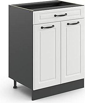 Vicco Meuble Cuisine R-Line, Blanc Campagne/Anthracite, 60 cm avec tiroir, sans Plan de Travail
