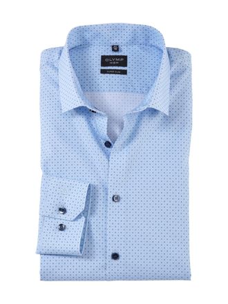 Olymp Herren Oberhemd Langarm No. Six,Einfarbig,super Slim,Modern Kent,bleu 11,43