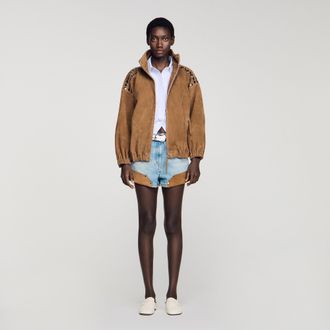 Sandro Blouson en su&egrave;de &agrave; studs