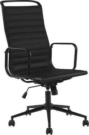 Clp Bürostuhl ergonomisch Nelson, Schreibtischstuhl mit Wippmechanismus, höhenverstellbar und drehbar, Sitzfläche aus Kunstleder, Farbe:schwarz