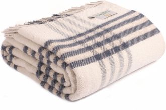 Tweedmill Tweedmill Textiles Decke, 100 % reine Schurwolle, sechseckig, 140 x 240 cm, Blau