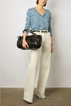 Gerard Darel Pull V l&eacute;opard lin et coton - LAURALIE - Indigo