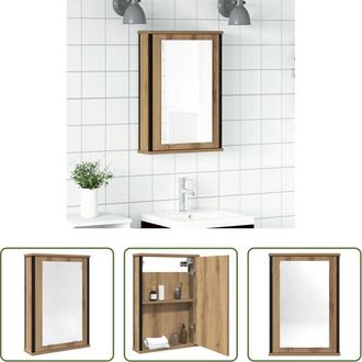 vidaXL Miroir salle de bain - Armoire &agrave; miroir de salle de bain ch&ecirc;ne artisanal 42x12x60 cm