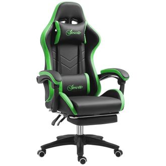 Vinsetto Ergonomischer Gaming Stuhl, PU Leder Gamer Stuhl mit 135&deg; Liegeposition, Lendenwirbelst&uuml;tze, einstellbare H&ouml;he, einklappbare Kopfst&uuml;tze und Fu&szlig;st&uuml;tze,