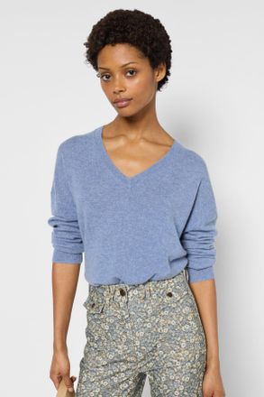 Gerard Darel Pull V en cachemire - JUDITH - Bleu gris&eacute;