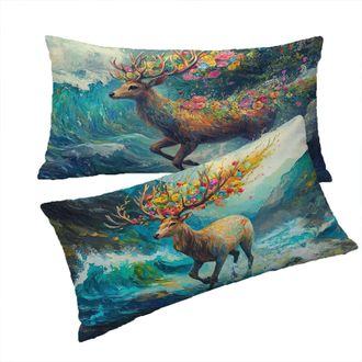 Generic Kissenbezug 30x50cm Grau Kopfkissenbezug Tier Kissenbez&uuml;ge Leinen Dekokissen Kissenbez&uuml;ge Cushion Cover Beidseitig Bedruckt Unsichtbarer Rei&szlig;verschlus