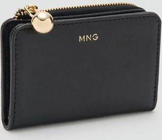 Mango Petit portefeuille avec mini perles noir - Femme - Taille unique - MANGO
