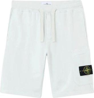 Stone Island Homme, Shorts, Blanc, Taille: L Cotton Fleece Jogging Shorts