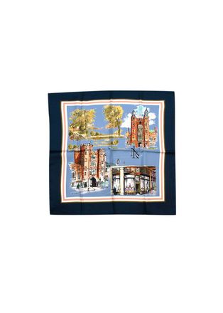 New & Lingwood Building Printed Silk Pocket Square