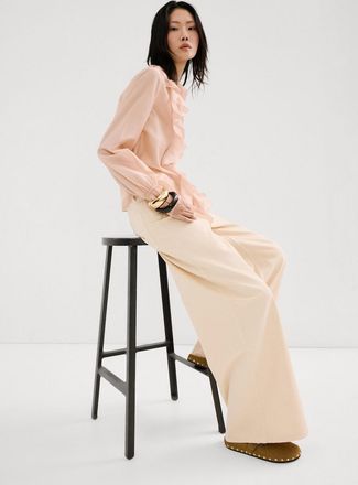 Mango Blouse Lyocell volants rose pastel - Femme - S - MANGO