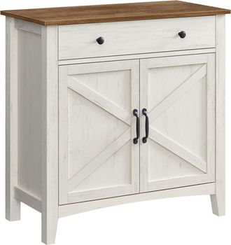Vasagle Küchenschrank, Sideboard mit Schubladen, Aufbewahrungsschrank mit Türen, verstellbare Ablage, Landhausstil, für Wohnzimmer Küche, 40 x 80 x 80 cm, vin