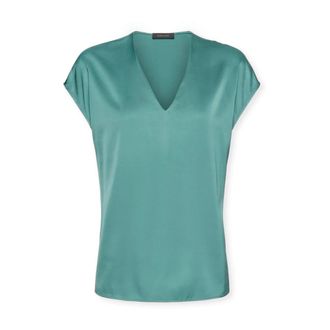 Elena Miro V-Ausschnitt Satinbluse - - Blouses & Shirts - Damen - Gr&uuml;n - XL