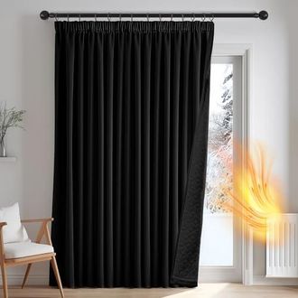 Deconovo Lot de 1 Rideau occultant, Opaque, avec Volants, Thermique, pour Chambre &agrave; Coucher, Salon, Isolation Thermique Dos Noir, 200L X 260H cm (1 Panneaux) N