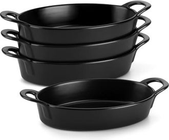 Malacasa S&eacute;rie BAKE, 4 Pi&egrave;ces Moule &agrave; Souffl&eacute; avec Poign&eacute;es, 670ml Plats &agrave; Gratin Individuel, Plats &agrave; Four en C&eacute;ramique pour Br&ucirc;l&eacute;e, Quich&eacute;, Tarte, Pasta-20.7c