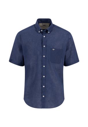 Fynch-Hatton Kurzarmhemd FYNCH-HATTON, Herren, Gr. XXL, N-Gr, blau (marine), Web, Obermaterial: 80% Leinen, 20% Baumwolle, unifarben, regular fit normal, ohne Auss