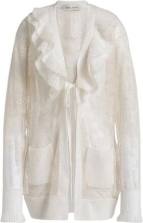 Alberta Ferretti Femme, Pulls, Blanc, Taille: 38 FR Cardigan en dentelle et mohair