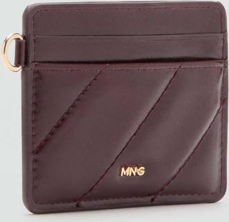 Mango Porte-cartes matelass&eacute; bordeaux - Femme - Taille unique - MANGO