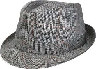 Stetson Chapeau en Soie Classic Trilby Homme - Made in Italy Tissu avec Doublure Printemps-ete Printemps Ete Automne Hiver - L (58-59 cm) Gris-Noir