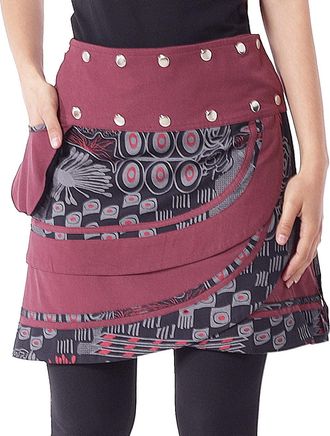 Purewonder Damen Wickelrock Baumwolle Rock mit Tasche sk196 Schwarz Einheitsgr&ouml;&szlig;e Verstellbar