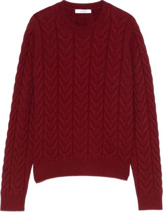 Max Mara Kaschmirpullover mit Zopfmuster - Rot