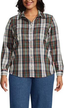 Lands End Bügelfreie Baumwoll-Bluse, Damen, Größe:56 plus, Weiß, Baumwolle, by Lands End