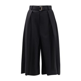 sacai Femme, Shorts, Noir, Taille: 38 FR Bermuda Shorts with Belt