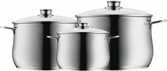 WMF Diadem Plus Topfset Induktion 3-teilig, Kochtopf Set mit Glasdeckel, Cromargan Edelstahl poliert, Induktions T&ouml;pfe Set unbeschichtet