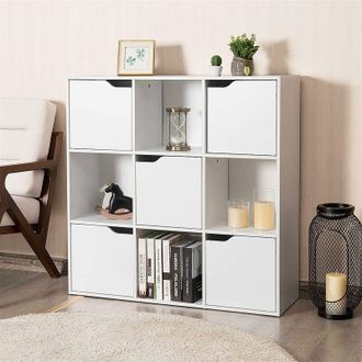 Costway Costway - Biblioth&egrave;que de Rangement, Etag&egrave;re de Rangement, Cube de Rangement 5 avec Portes, Id&eacute;al pour Salon, Chambre, Entr&eacute;e Etc. 90 x 29 x 90 cm