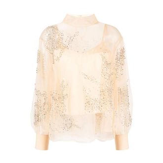 Des_Phemmes Turtleneck Bluse - - Blouses & Shirts - Damen - Beige - 2XS