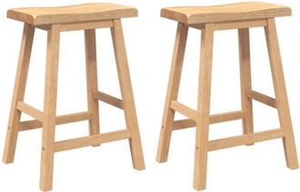 vidaXL Barhocker 2 Stk. Natur Massivholz Gummibaum - Vidaxl
