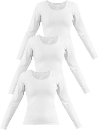 Janice Langarmshirt 3 x Damen Langarmshirt Nimes Figurbetonter Pullover aus Baumwolle